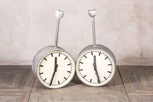 DOUBLE FACED INDUSTRIAL CEILING CLOCK | Peppermill Interiors