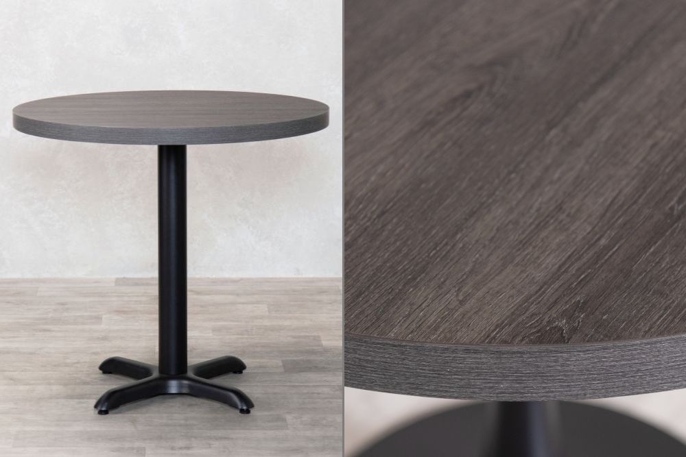 Ashford Round Grey Oak Top Café Table | Peppermill Interiors