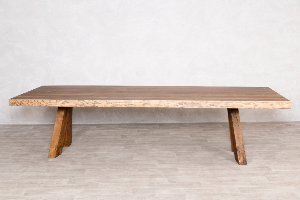 Solid Oak Live Edge Dining Table with Wooden Legs – Peppermill Interiors
