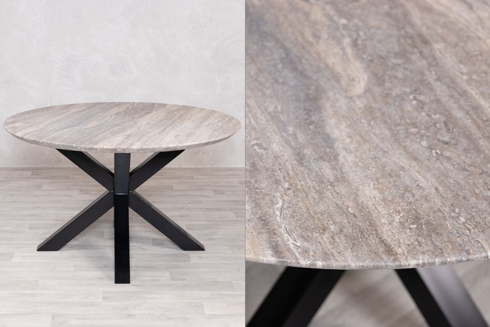 Travertine Top Round Dining Table Range - 130cm | Peppermill Interiors
