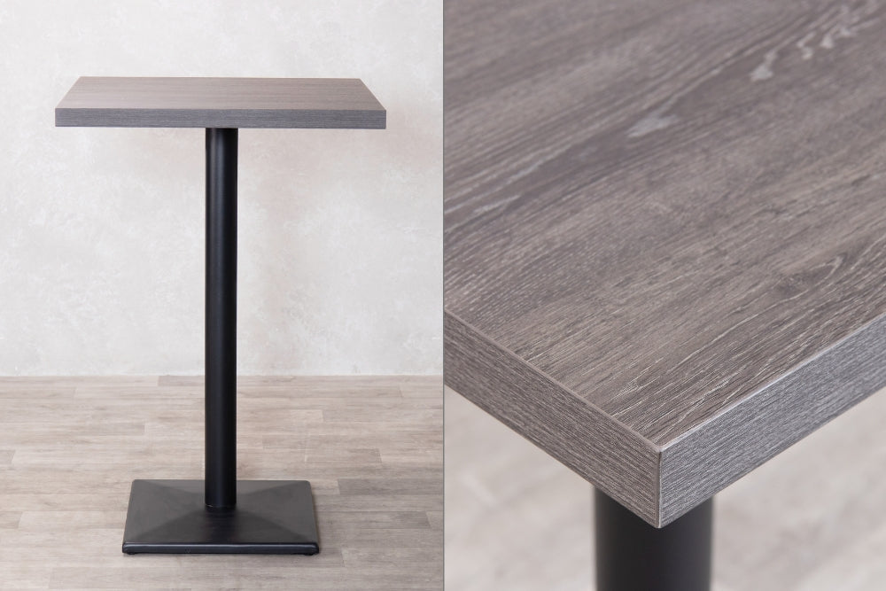 Ashford Square Grey Oak Top Café Bar Table | Peppermill Interiors