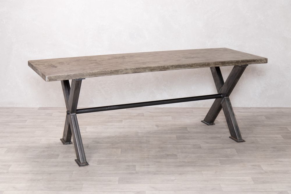 Concrete Style Dining Table with Sheffield X-Frame Base | Peppermill ...