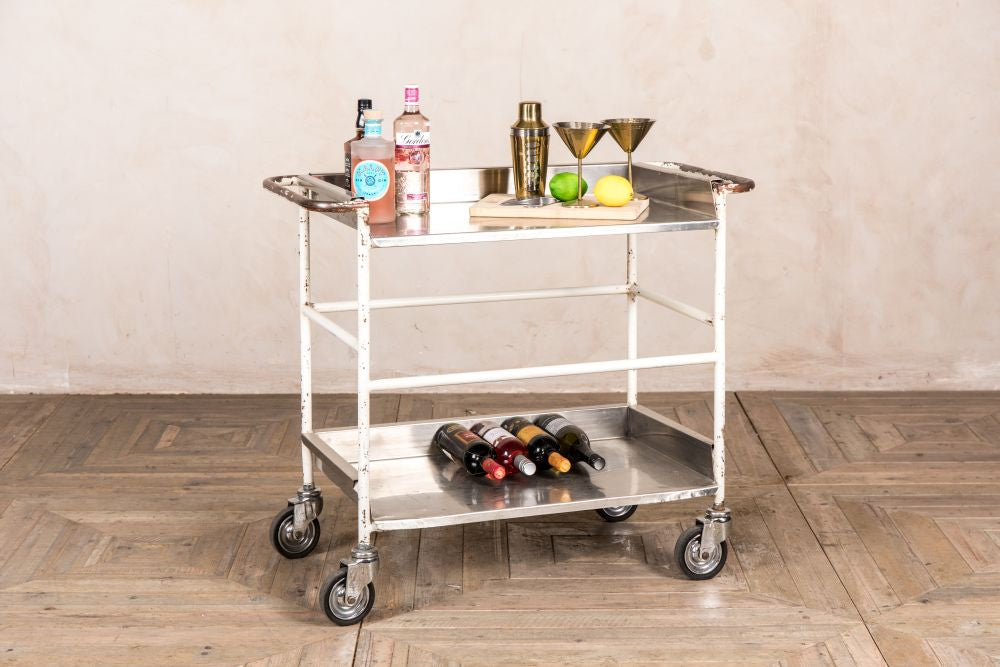 INDUSTRIAL SILVER DRINKS TROLLEY | Peppermill Interiors