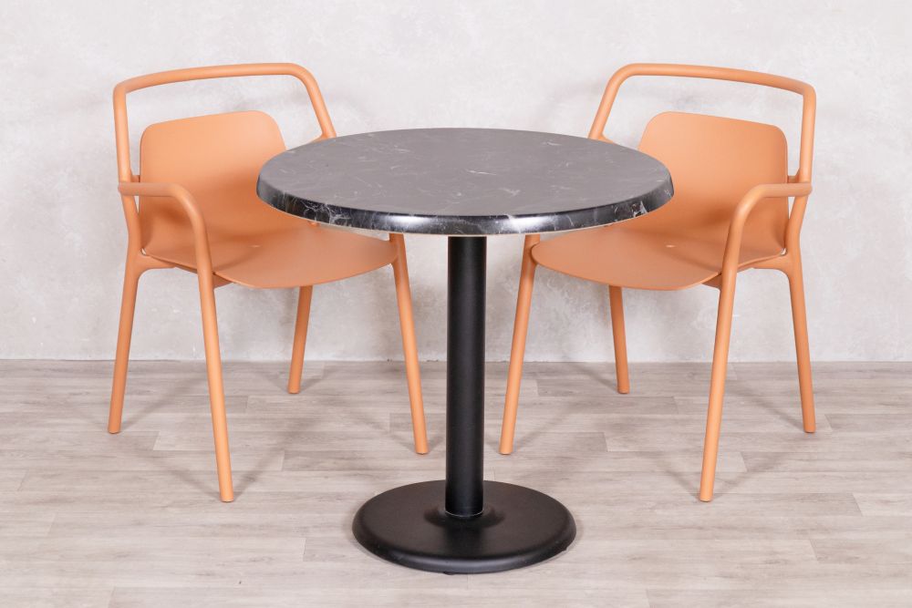 Alcantara Black Top Outdoor Café Table Set with Ibiza Chairs ...