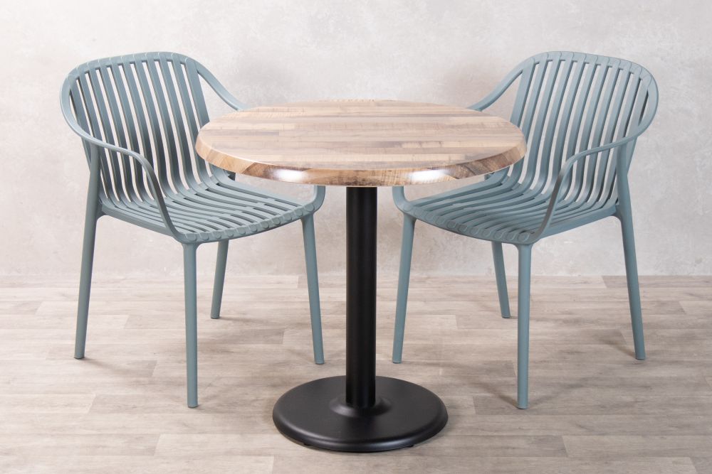 Rustic Maple Top Outdoor Café Table Set with California Chairs ...