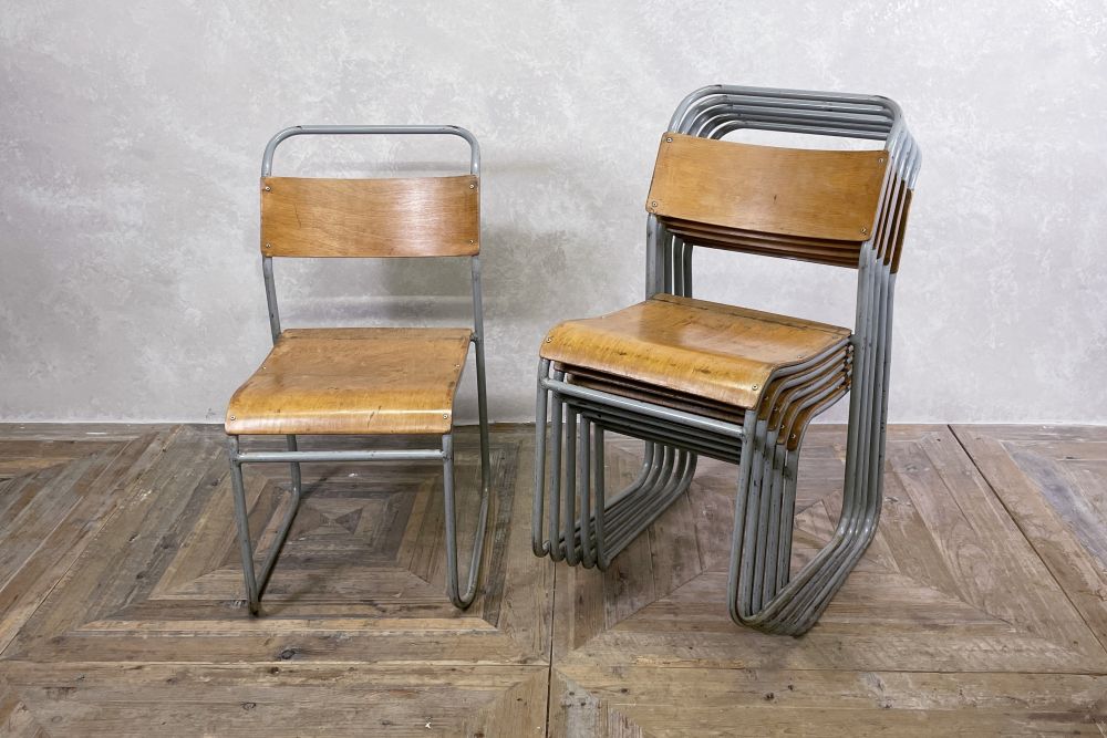 Vintage Stacking Chair with Grey Frame | Peppermill Interiors