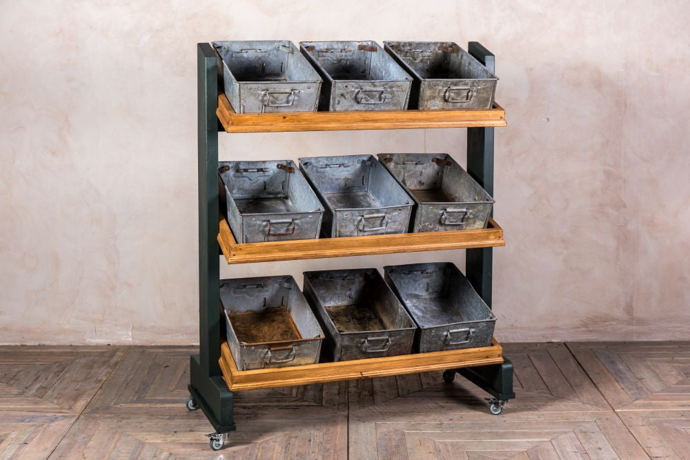 Retail Display Stand with Galvanised Trays | Peppermill Interiors