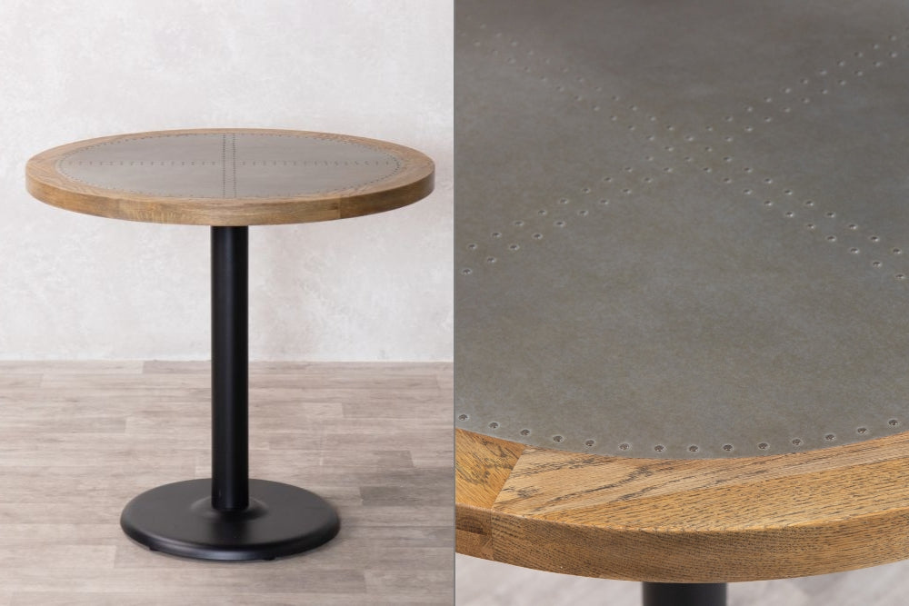 Zinc Table Top With Wooden Edge Café Table Range | Peppermill Interiors