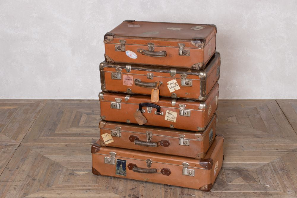 Stack of 5 Vintage Suitcases | Peppermill Interiors
