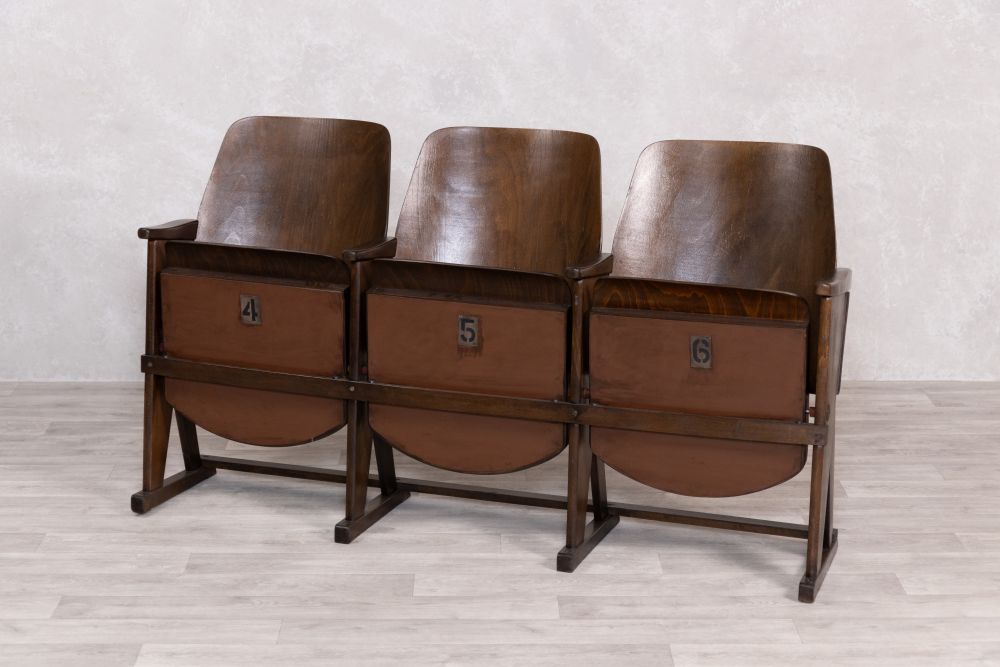 Vintage Folding 3 Seater Cinema Seats | Peppermill Interiors