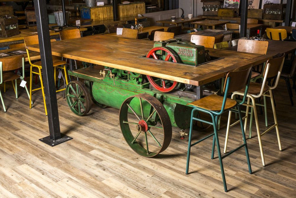 VINTAGE INDUSTRIAL ENGINE DINING TABLE | Peppermill Interiors
